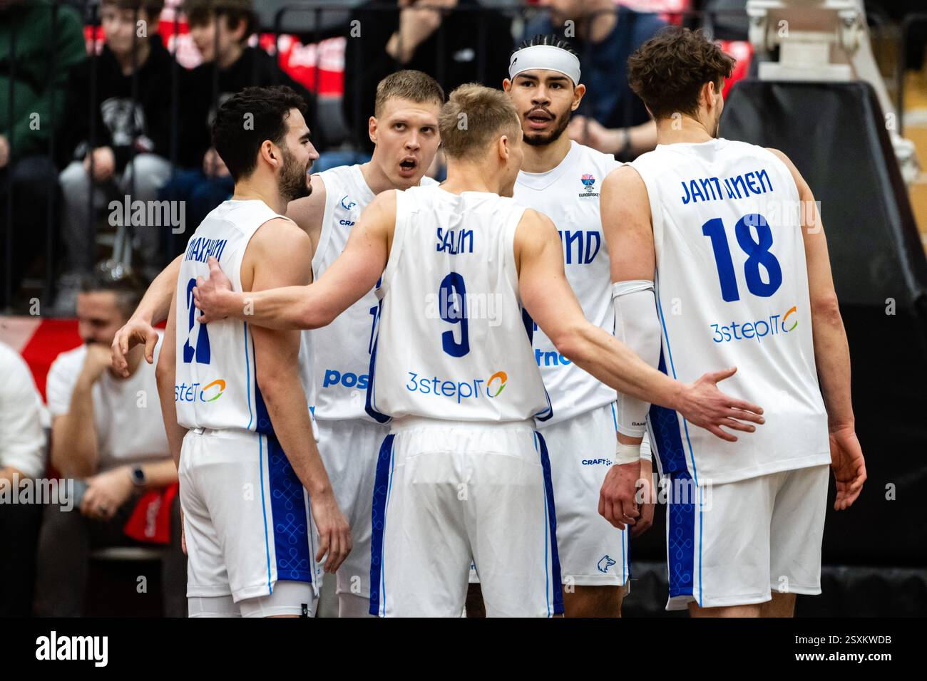 Farum, Denmark. 24th, February 2025. The players of Finland unite in a ...