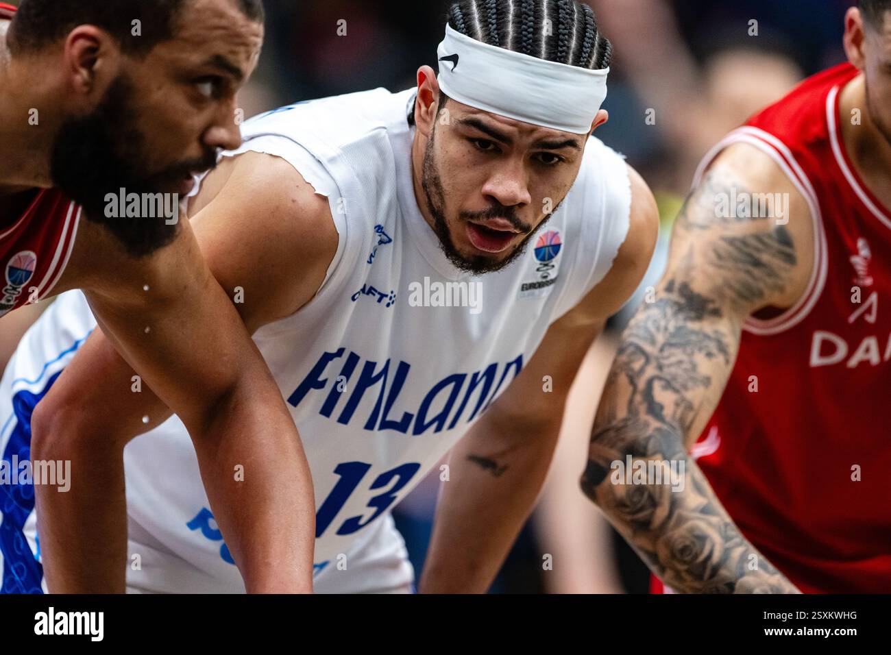 Farum, Denmark. 24th, February 2025. Olivier Nkamhoua (13) of Finland ...