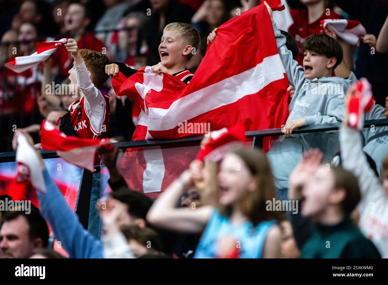 Farum, Denmark. 24th Feb, 2025. Basketball fans of Denmark seen on the ...