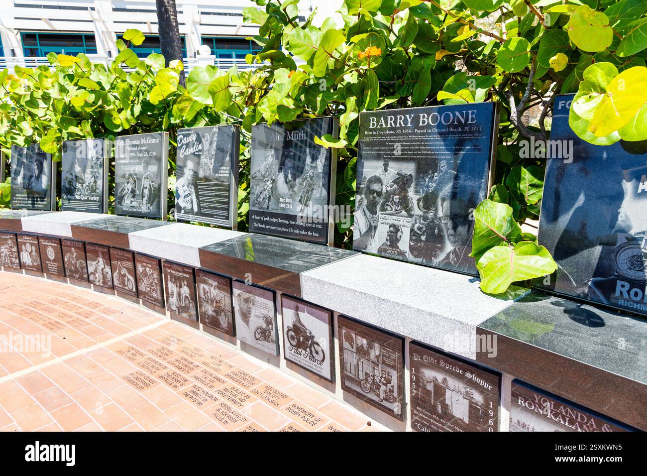 Daytona 200 motor racer plaques at tge Daytona Beach Racing Memorial ...