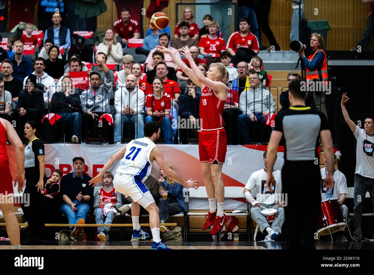 Farum, Denmark. 24th Feb, 2025. Gustav Knudsen (18) of Denmark seen ...