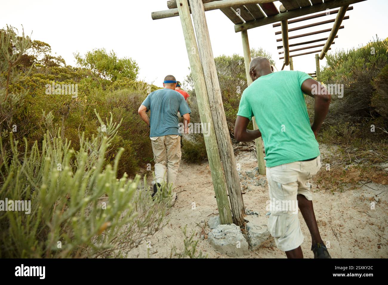 Running, terrain or man by outdoor obstacles for speed, endurance ...