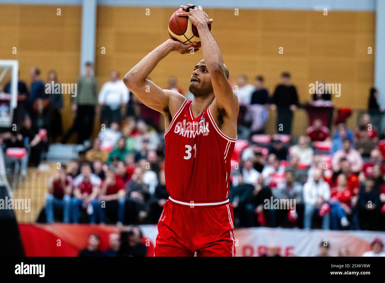 Farum, Denmark. 24th Feb, 2025. Shavon Shields (31) of Denmark seen ...
