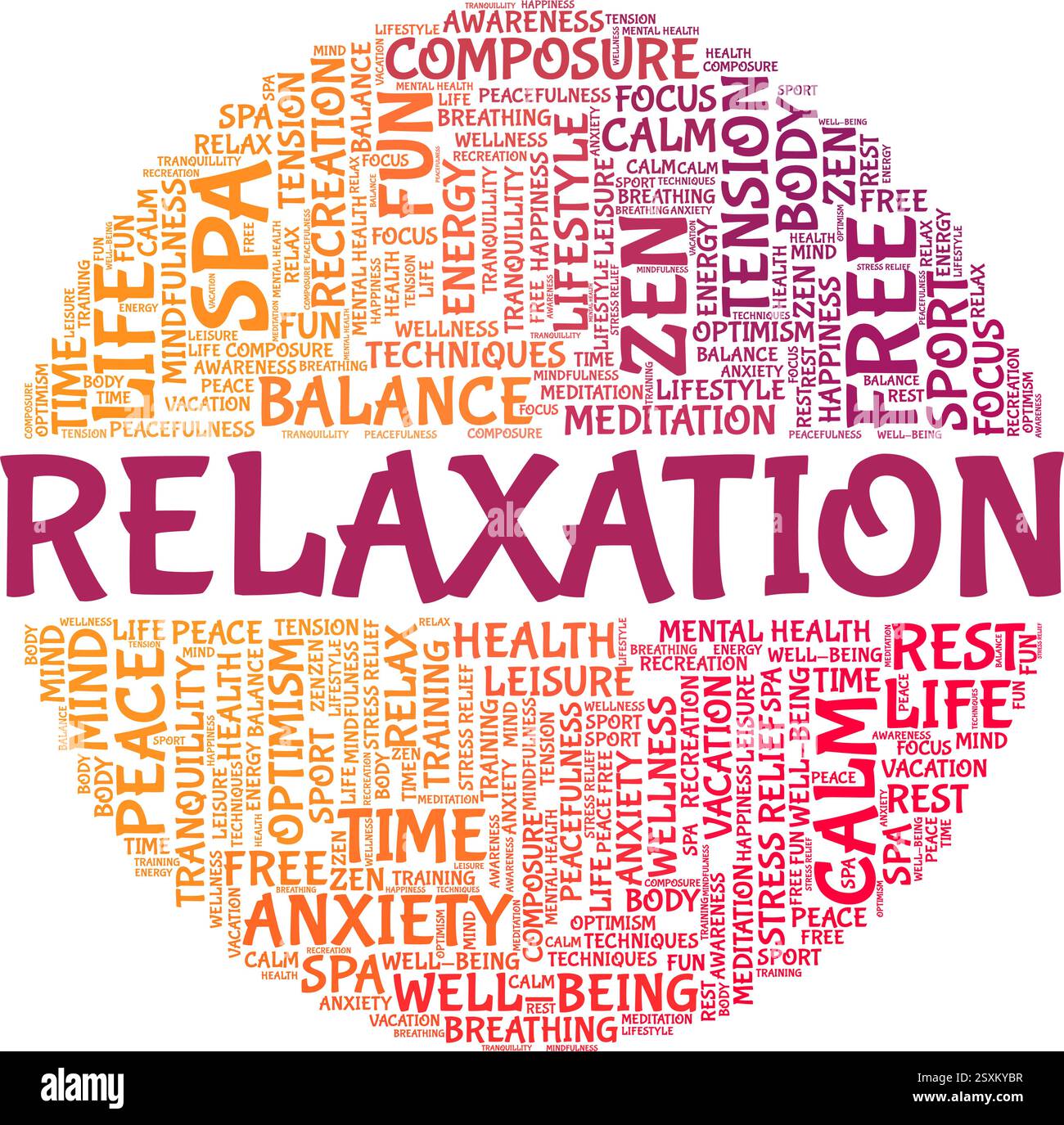 Relaxation vector illustration word cloud isolated on a white ...