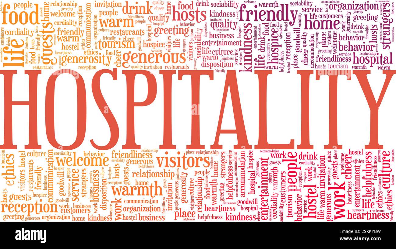 Hospitality vector illustration word cloud isolated on a white ...
