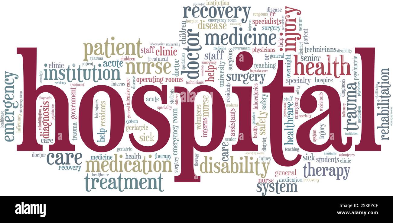 Hospital vector illustration word cloud isolated on a white background ...