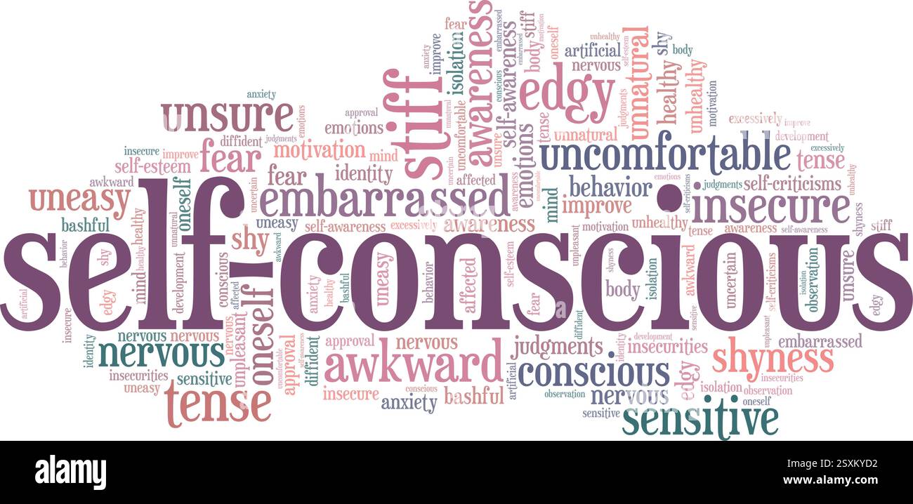 Self-conscious vector illustration word cloud isolated on a white background Stock Vector Image ...