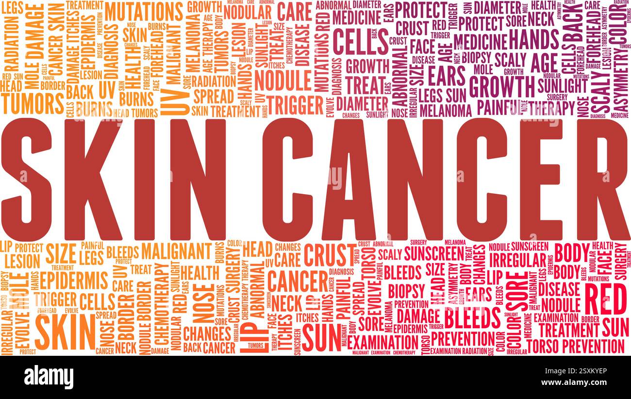 Skin Cancer vector illustration word cloud isolated on a white background Stock Vector Image ...