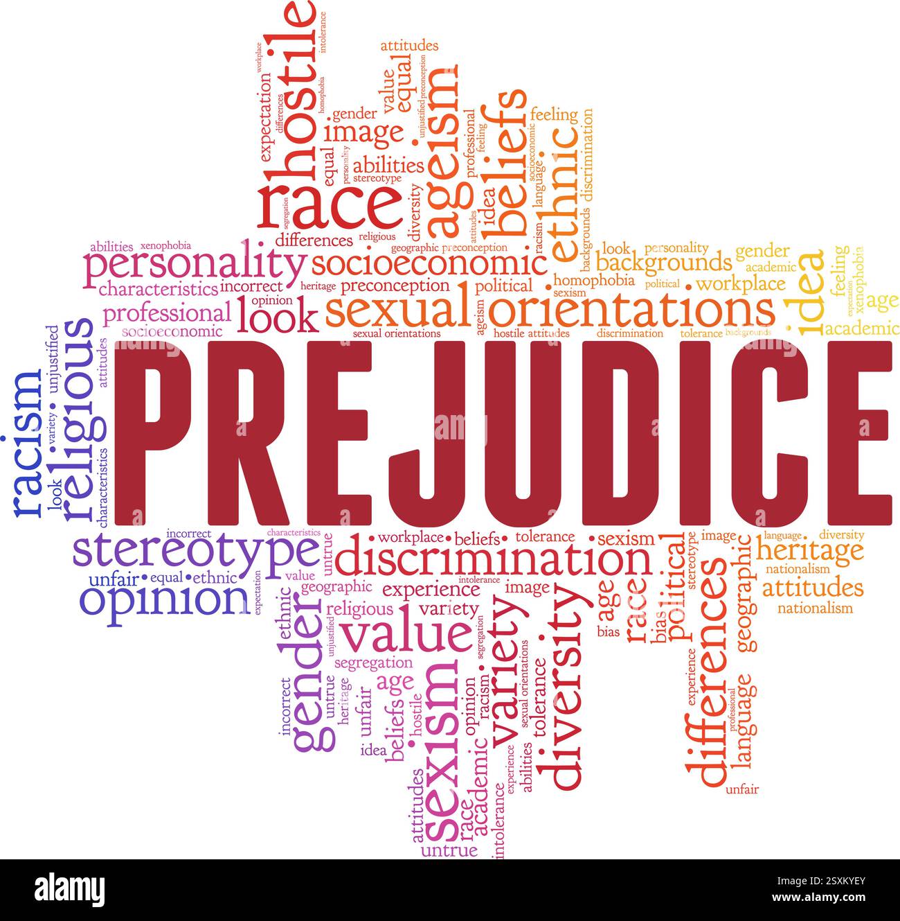 Prejudice vector illustration word cloud isolated on a white background ...