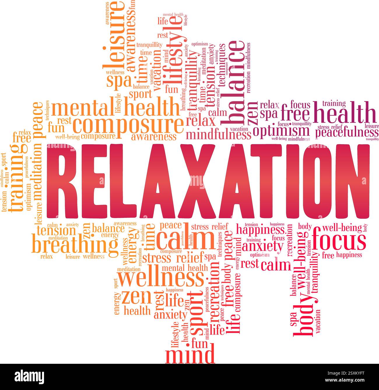 Relaxation vector illustration word cloud isolated on a white ...