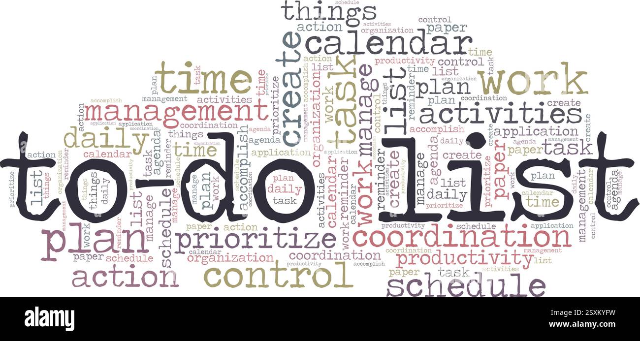To-do List vector illustration word cloud isolated on a white ...