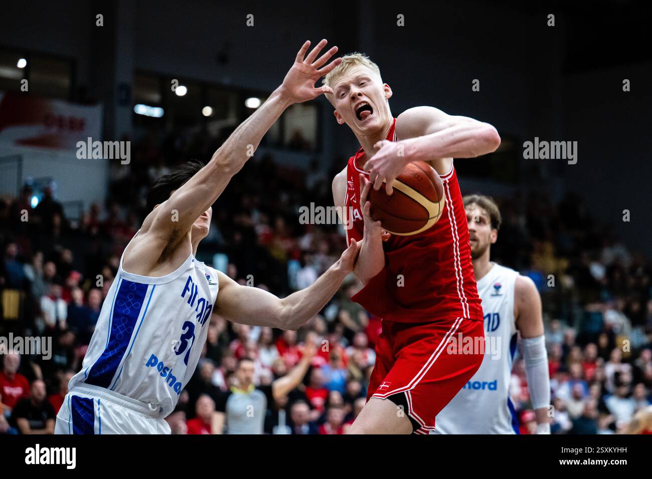 Farum, Denmark. 24th Feb, 2025. Gustav Knudsen (18) of Denmark seen ...