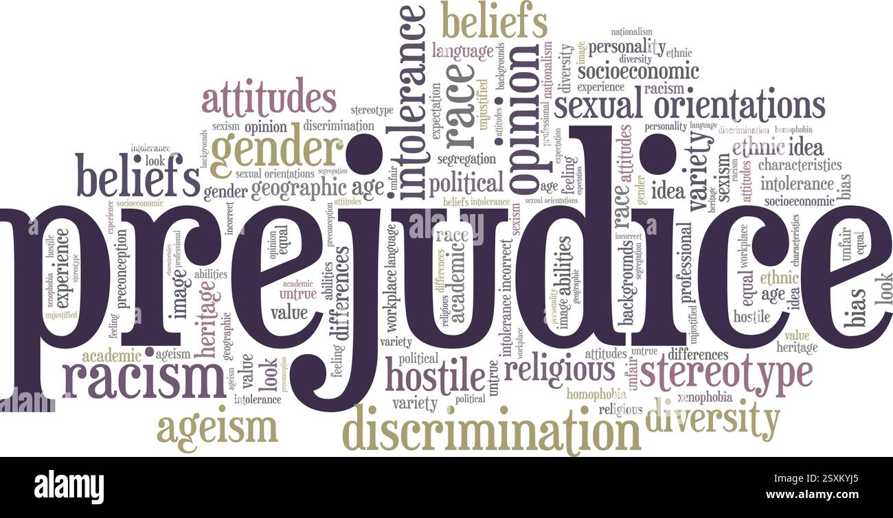 Prejudice vector illustration word cloud isolated on a white background ...