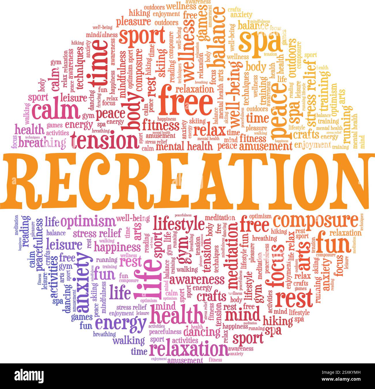 Recreation vector illustration word cloud isolated on a white ...