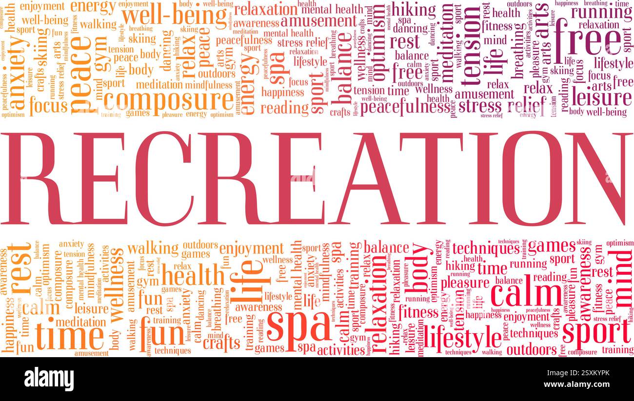 Recreation vector illustration word cloud isolated on a white ...