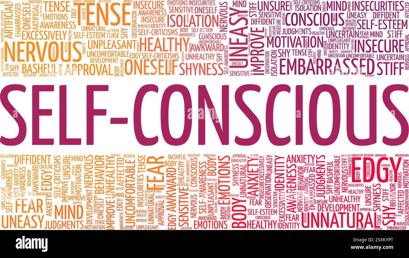 Self-conscious vector illustration word cloud isolated on a white background Stock Vector Image ...