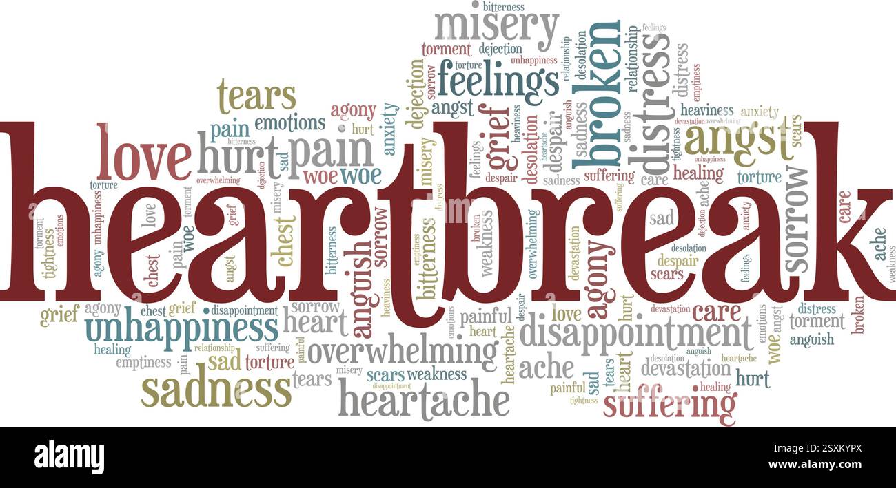 Heartbreak vector illustration word cloud isolated on a white ...