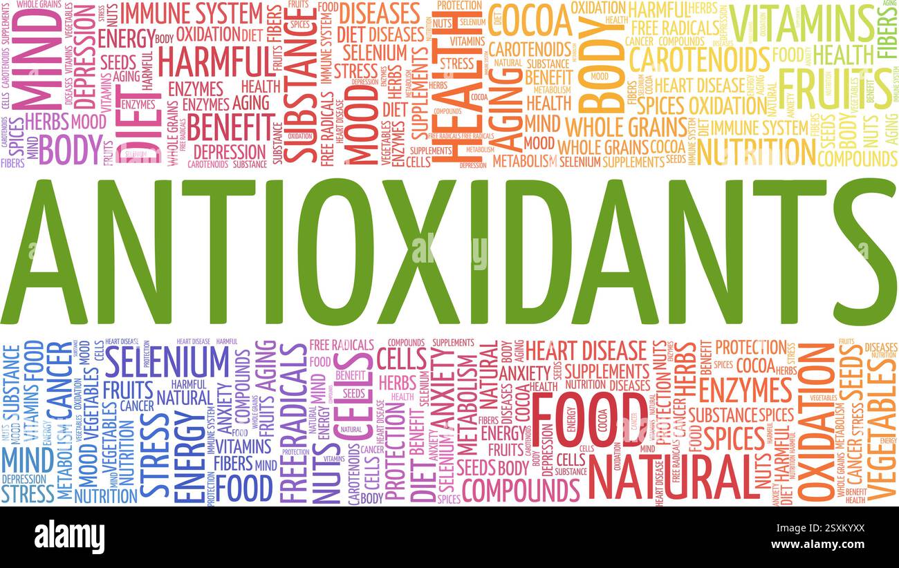 Antioxidants vector illustration word cloud isolated on a white ...