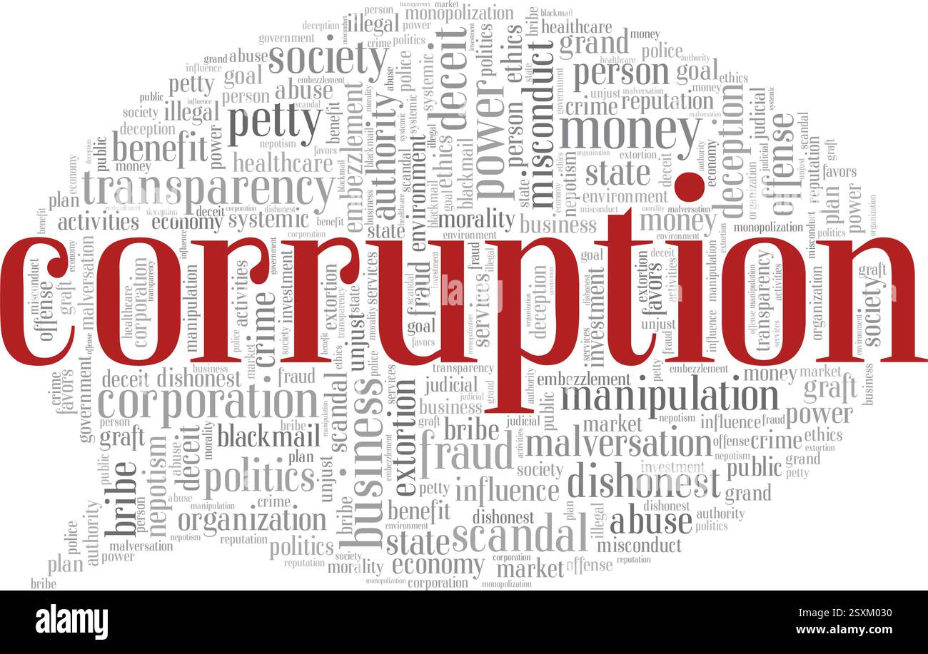 Corruption vector illustration word cloud isolated on a white ...