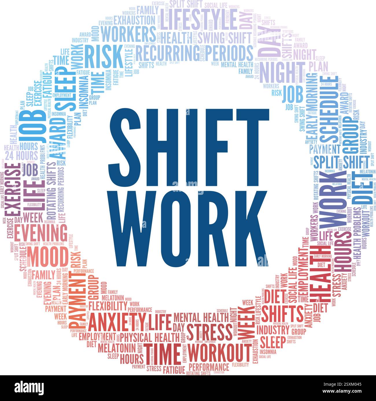 Shift Work vector illustration word cloud isolated on a white ...