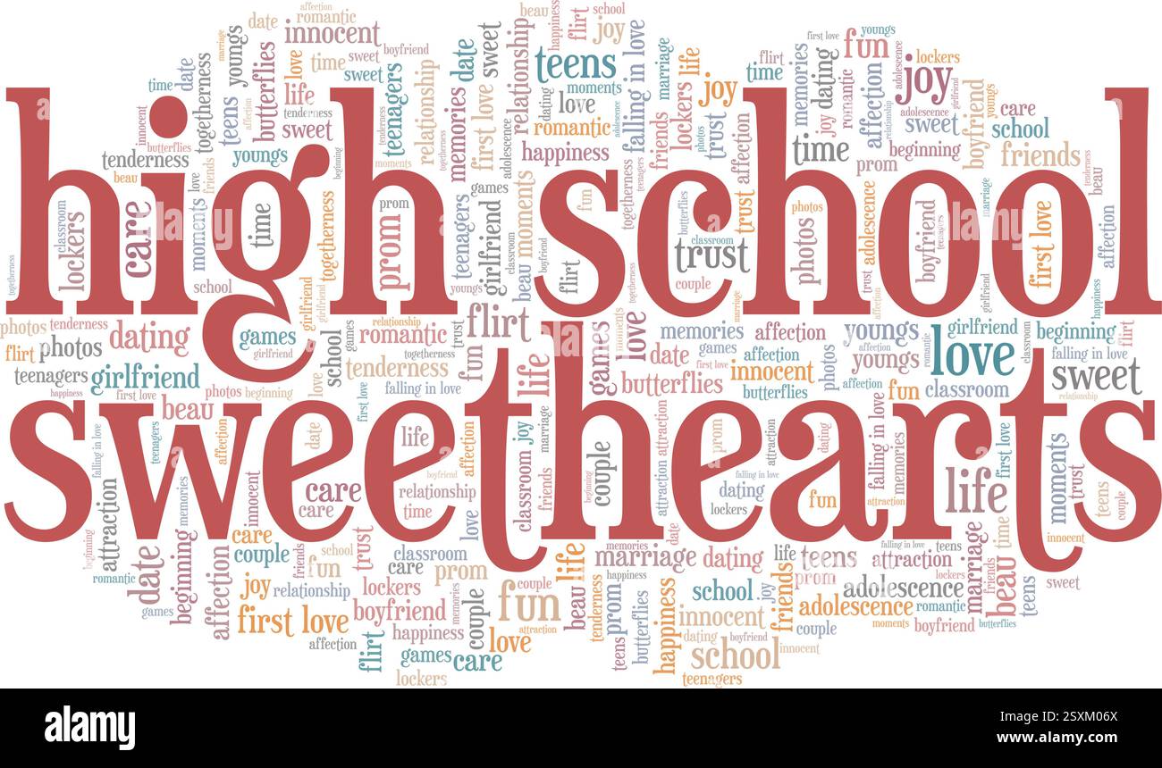 High School Sweethearts vector illustration word cloud isolated on a ...