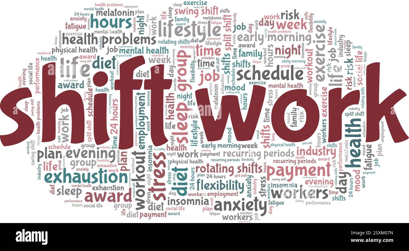 Shift Work vector illustration word cloud isolated on a white ...