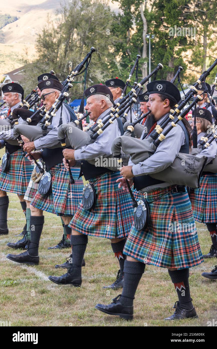 The City of Sails pipe band from Auckland, New Zealand, marching in ...