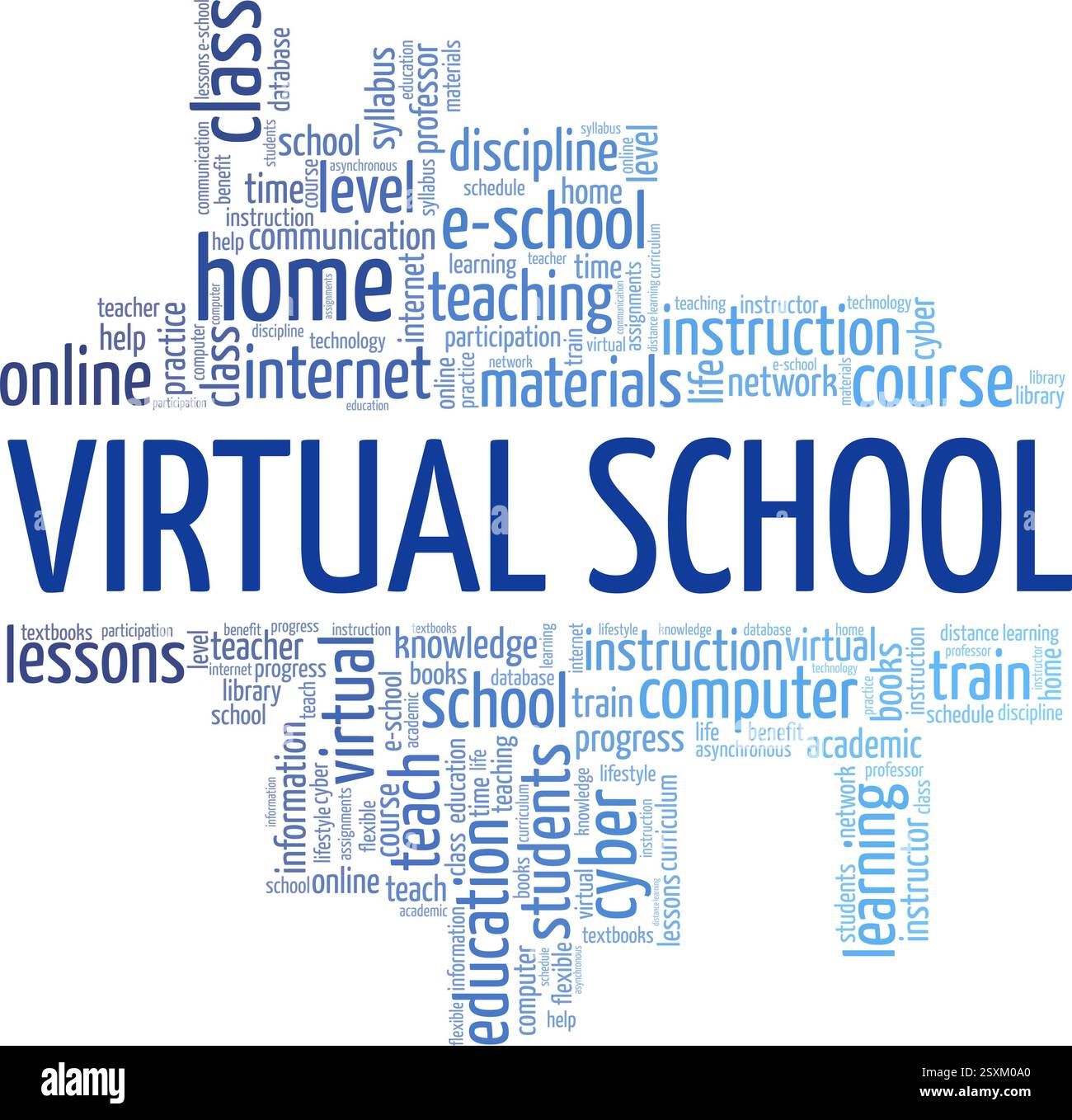 Virtual School vector illustration word cloud isolated on a white ...