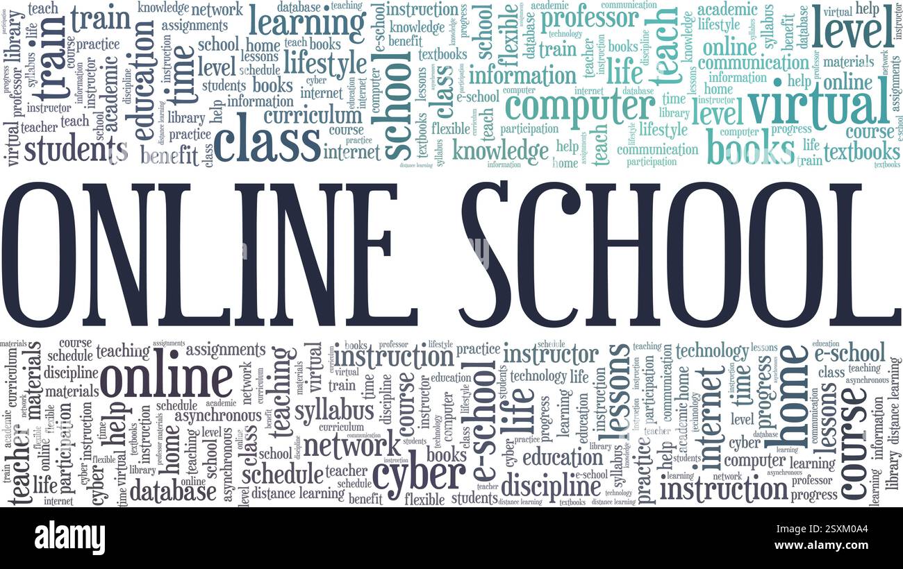 Online School vector illustration word cloud isolated on a white ...
