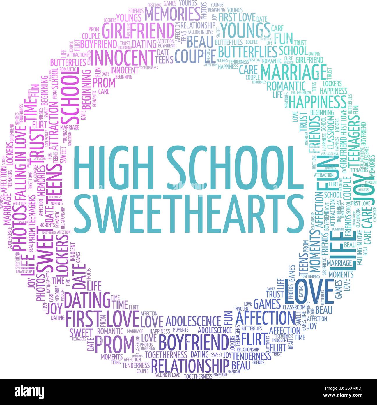 High School Sweethearts vector illustration word cloud isolated on a white background Stock ...