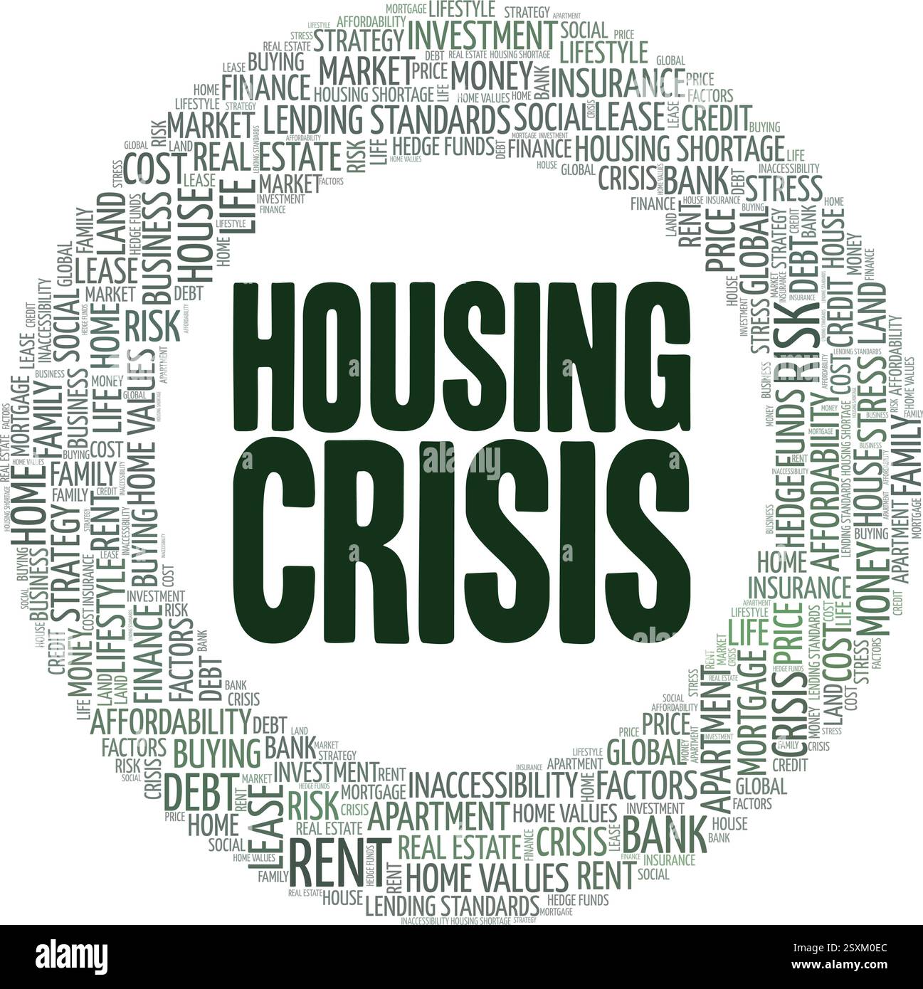 Housing Crisis vector illustration word cloud isolated on a white ...
