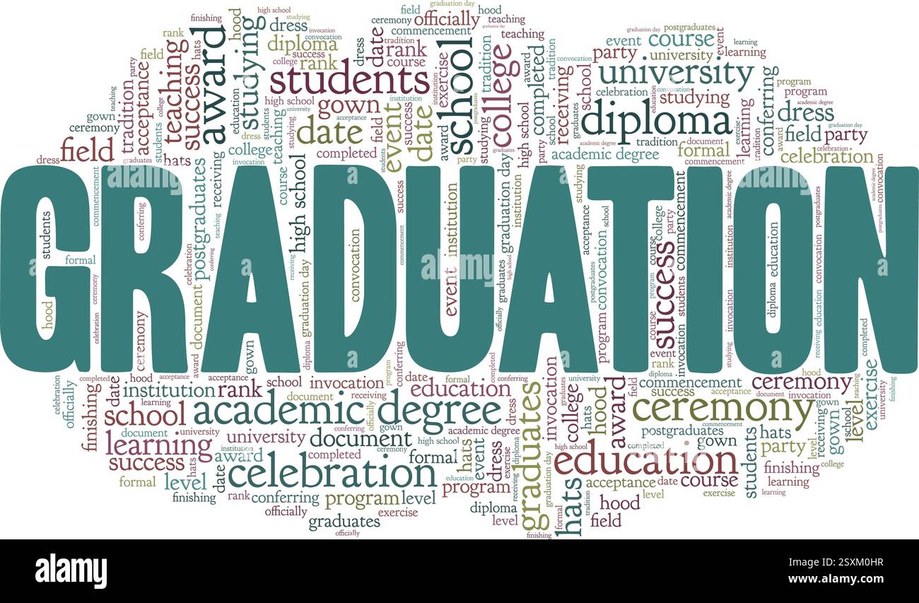 Graduation vector illustration word cloud isolated on a white ...