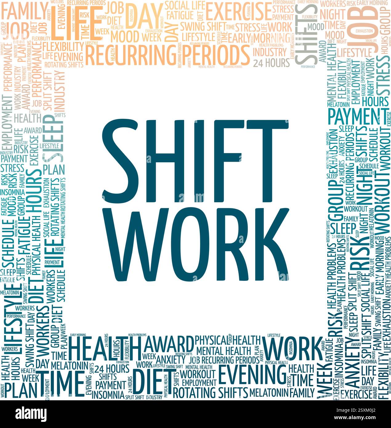 Shift Work vector illustration word cloud isolated on a white ...