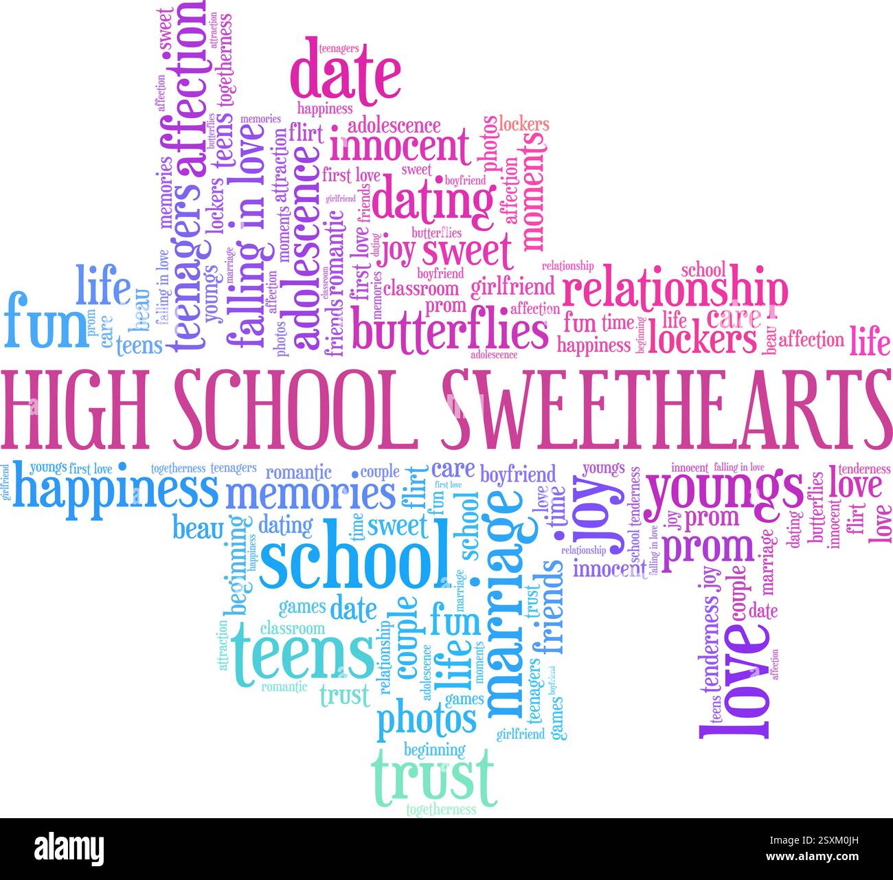 High School Sweethearts vector illustration word cloud isolated on a ...