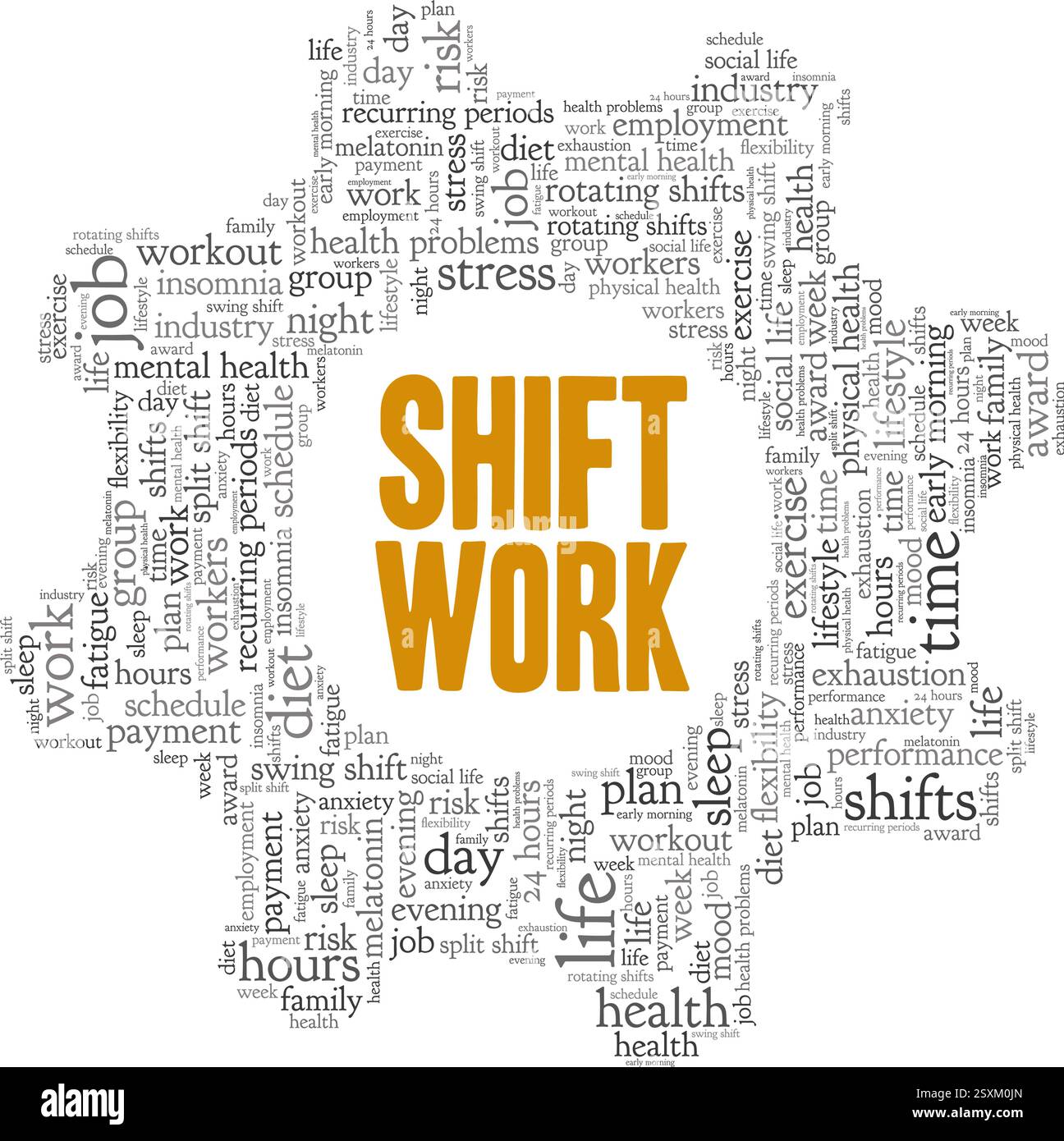 Shift Work vector illustration word cloud isolated on a white ...