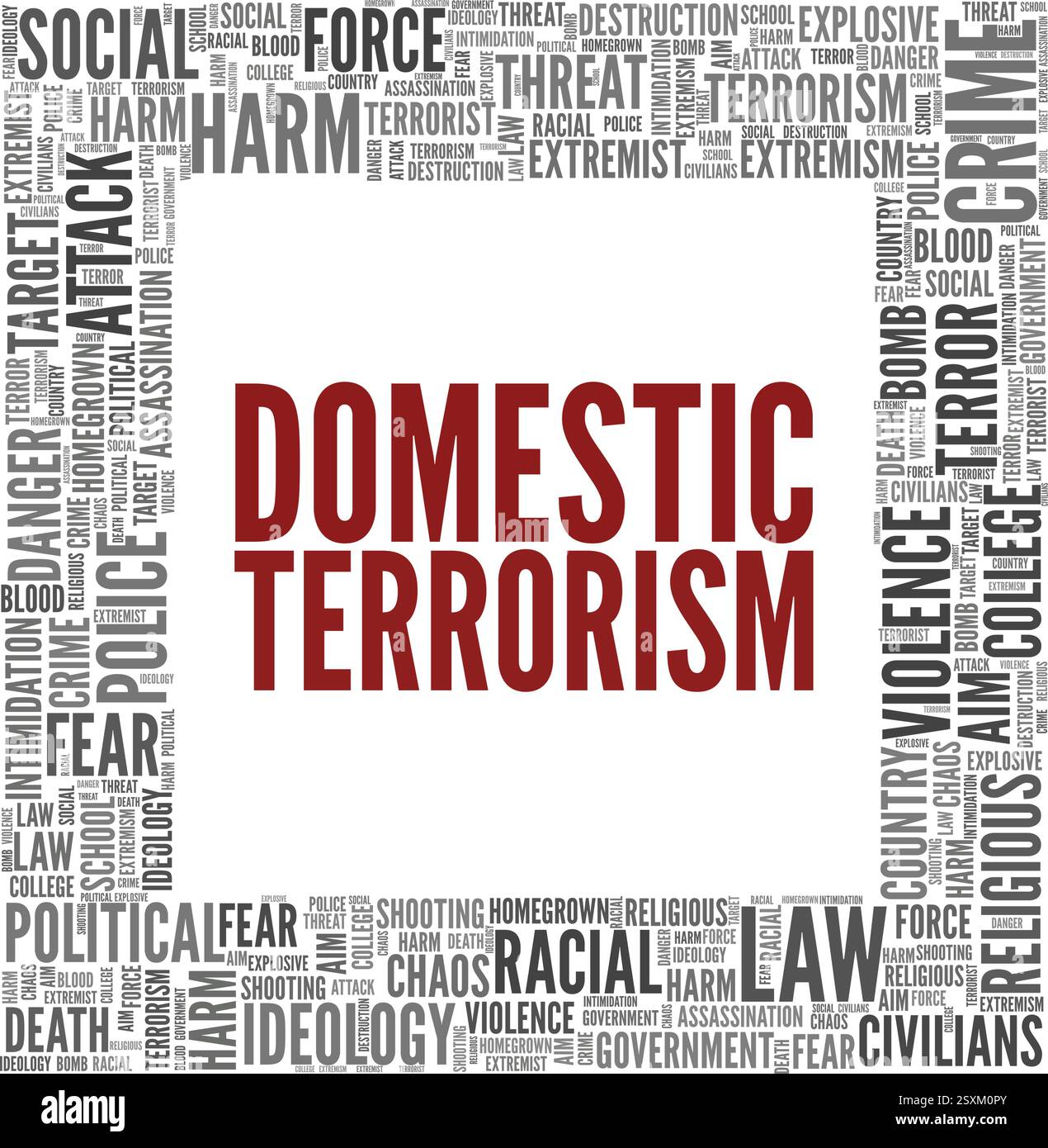 Domestic Terrorism vector illustration word cloud isolated on a white background Stock Vector ...