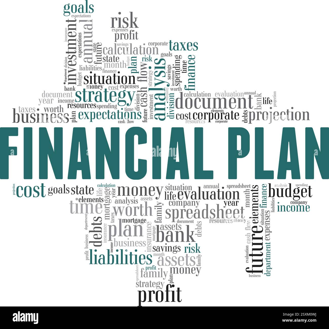 Financial Plan vector illustration word cloud isolated on a white ...