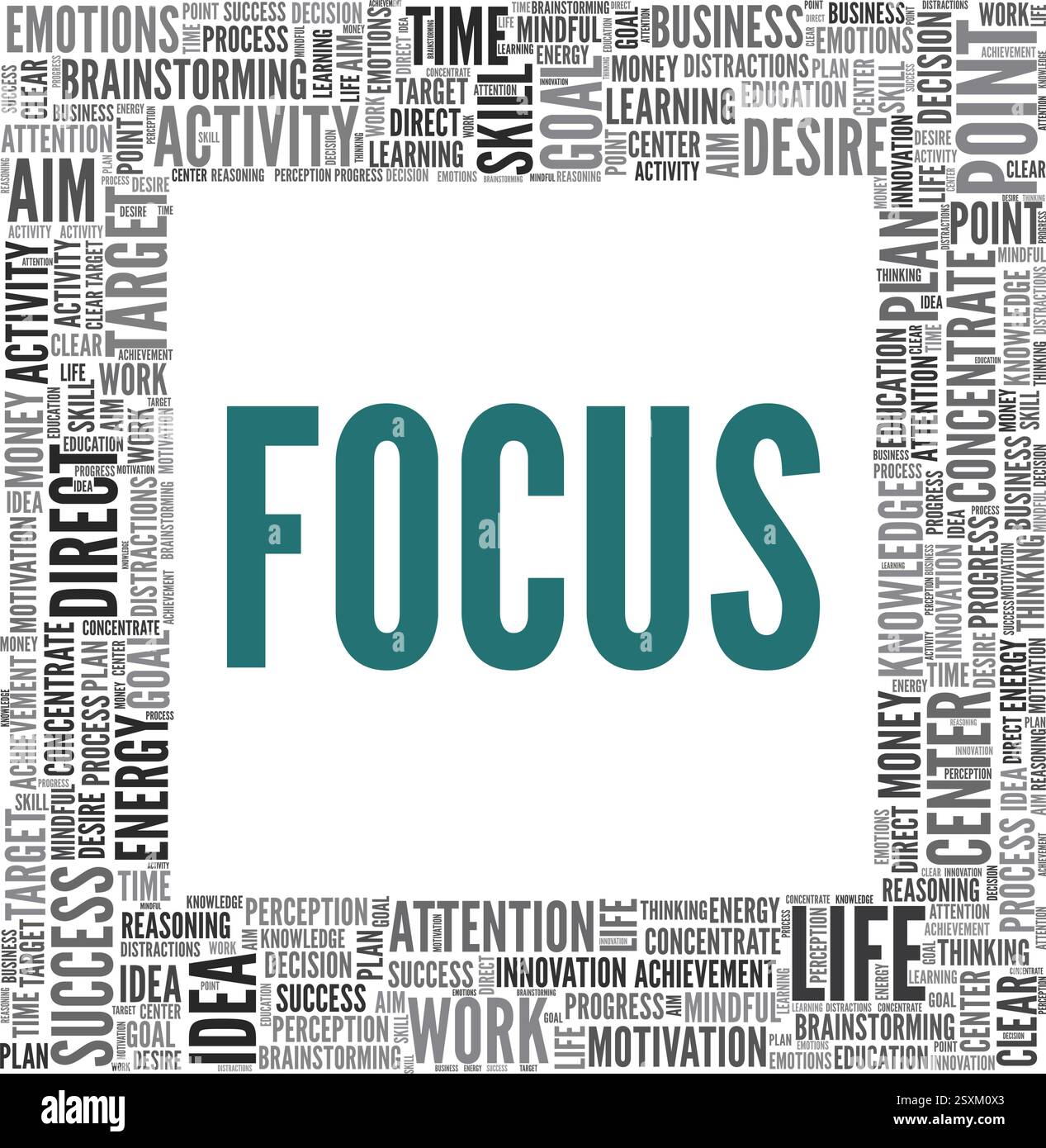 Focus vector illustration word cloud isolated on a white background ...