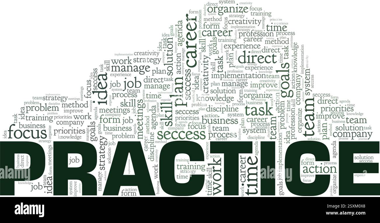 Practice vector illustration word cloud isolated on a white background ...