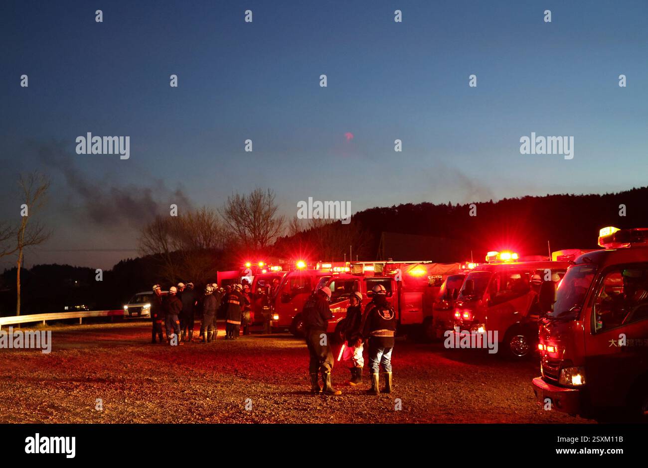 A photo shows a forest fire, continues to spread in Ofunato City, Iwate ...