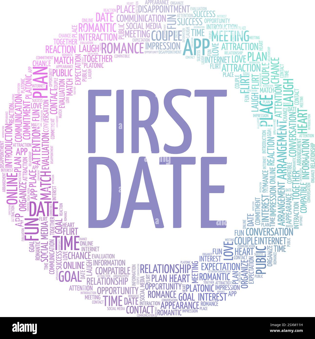 First Date vector illustration word cloud isolated on a white ...