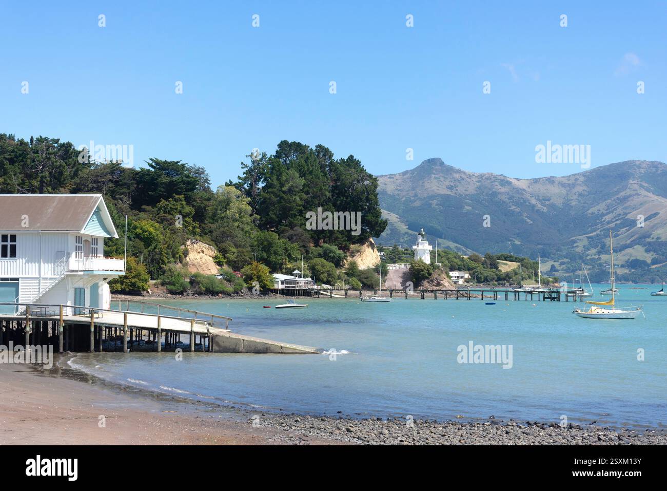 Akaroa Boating Club Hall and Lighthouse, Beach Road, Akaroa, Banks ...