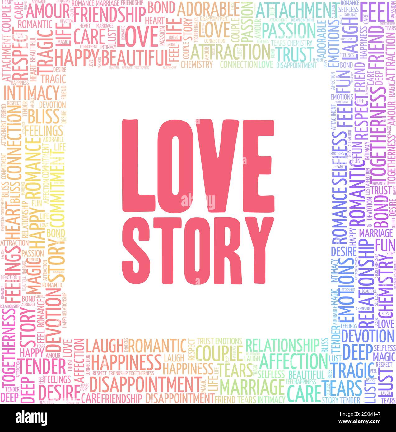 Love Story vector illustration word cloud isolated on a white ...
