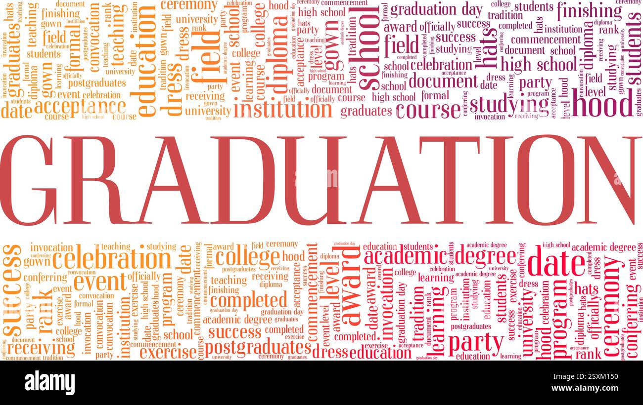 Graduation vector illustration word cloud isolated on a white ...