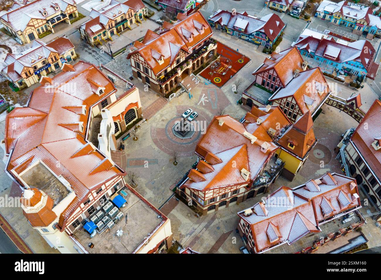 Snow scenery of the Qingdao International Beer City in Qingdao City ...