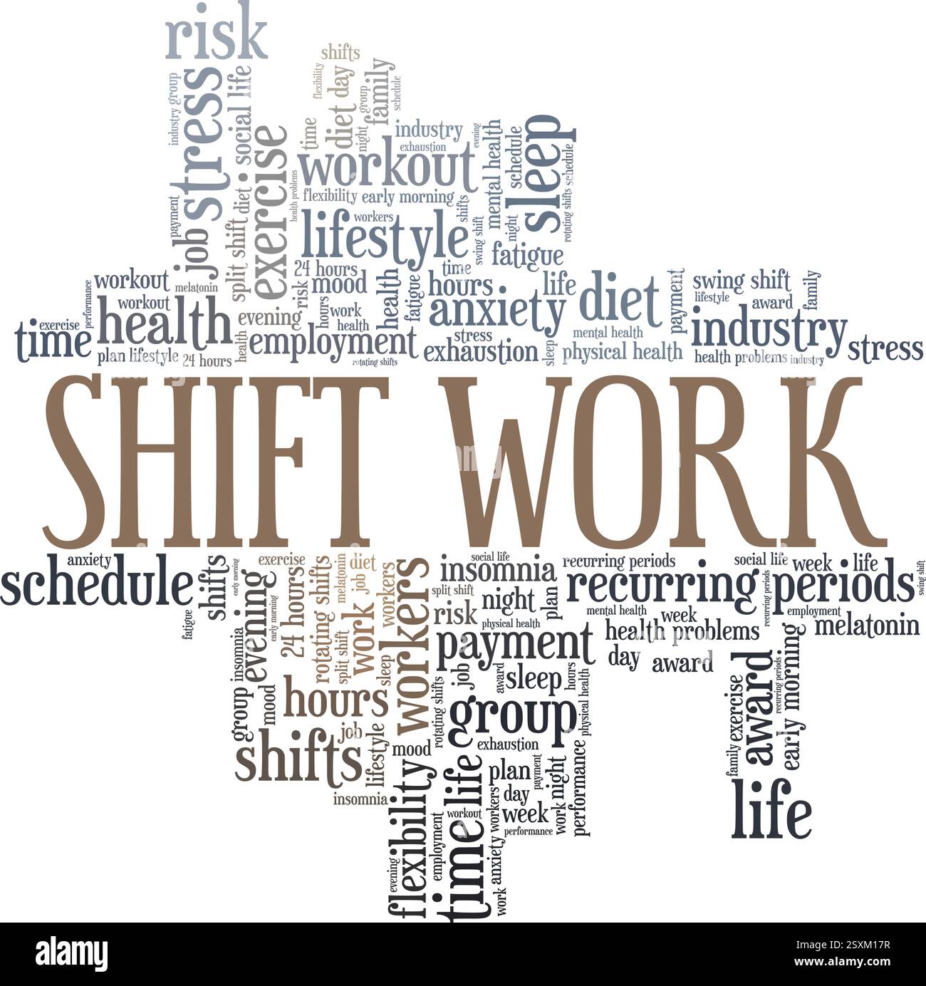 Shift Work vector illustration word cloud isolated on a white ...