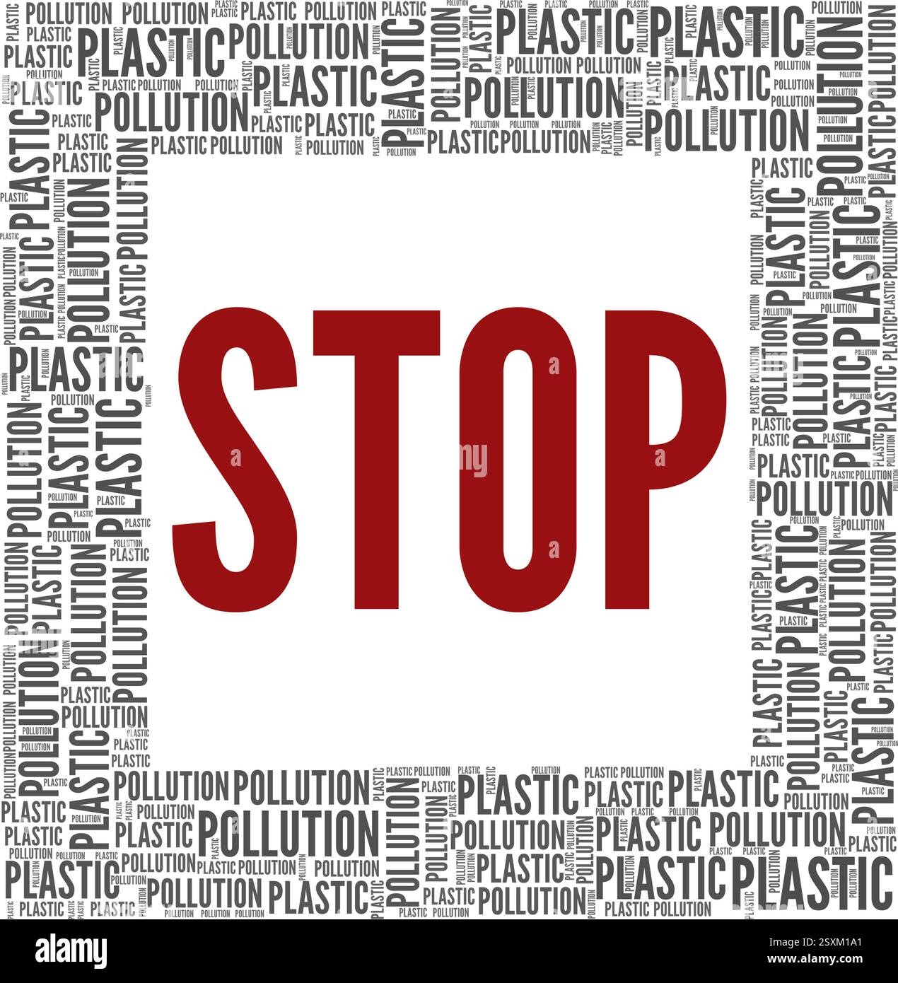 Stop Plastic Pollution vector illustration word cloud isolated on a ...
