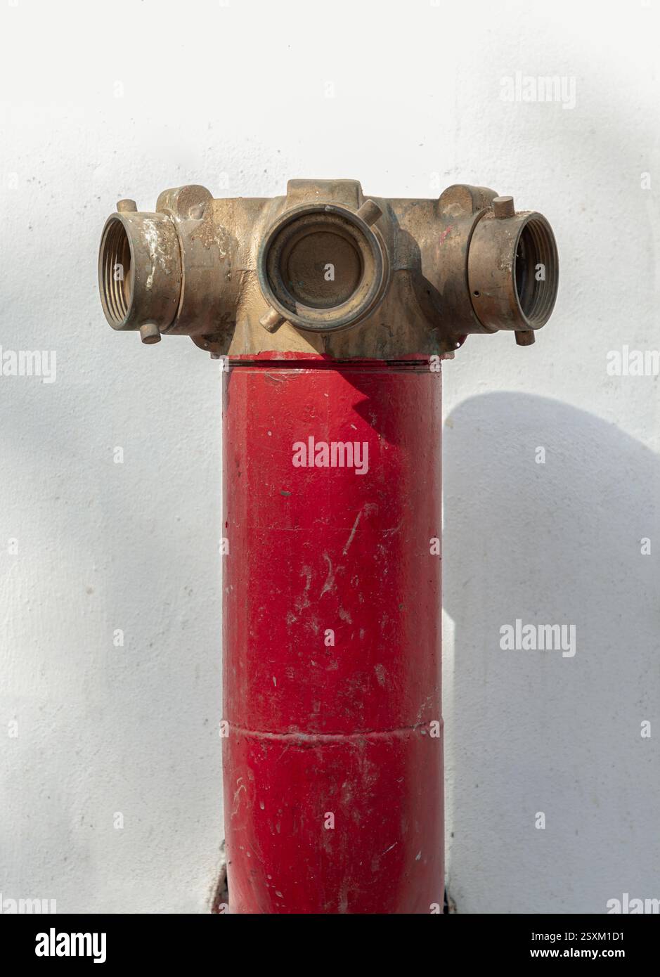 Red fire hydrant with Brass valve for Fire anticipation on land in ...