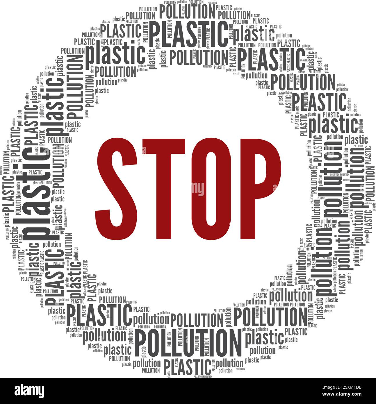 Stop Plastic Pollution vector illustration word cloud isolated on a ...