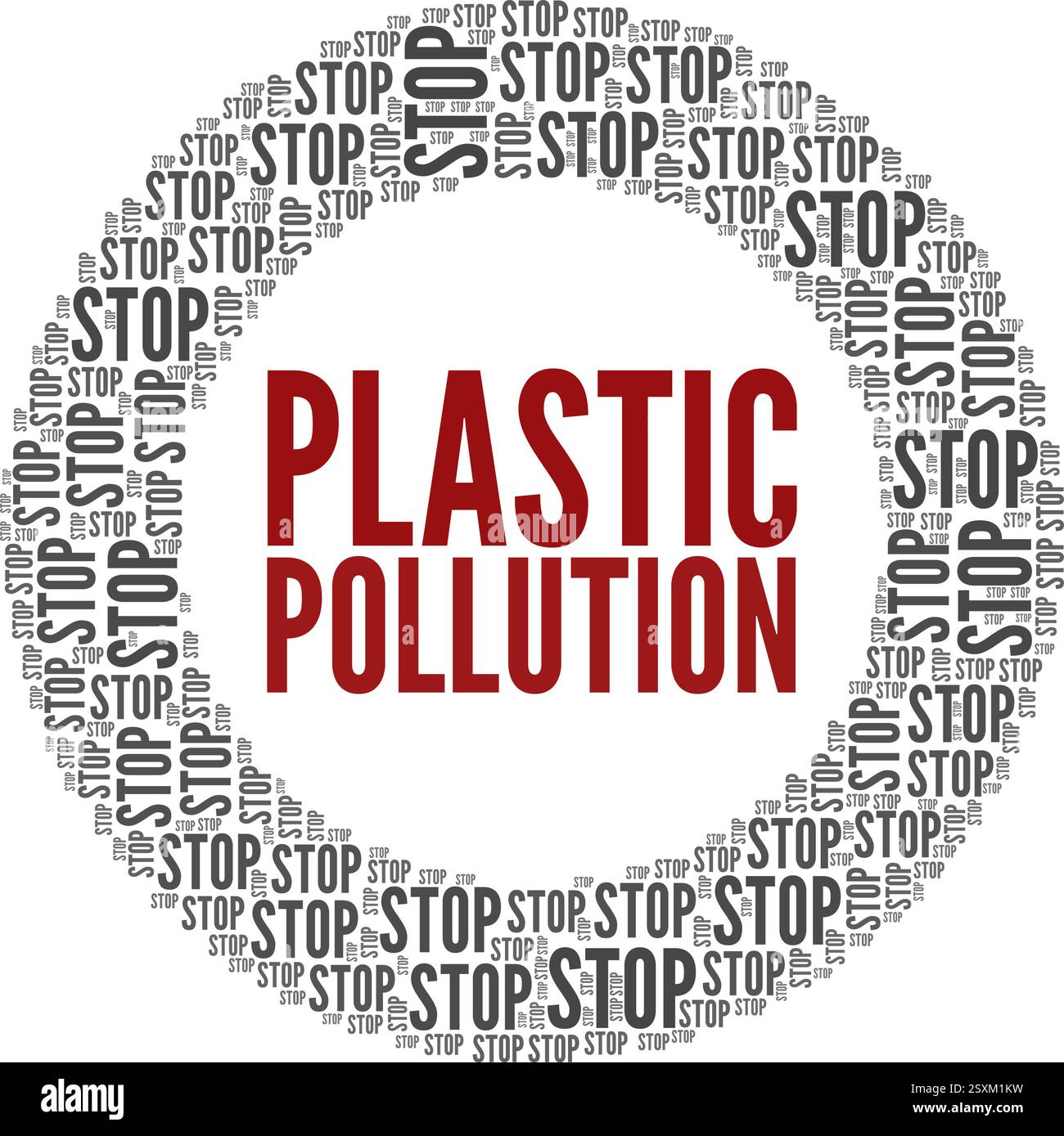 Stop Plastic Pollution vector illustration word cloud isolated on a ...